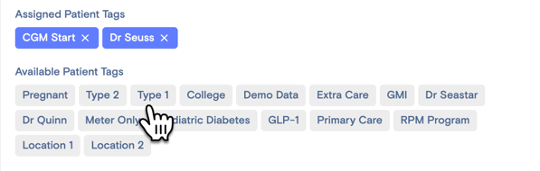 Assigning Tags to a Patient – Tidepool